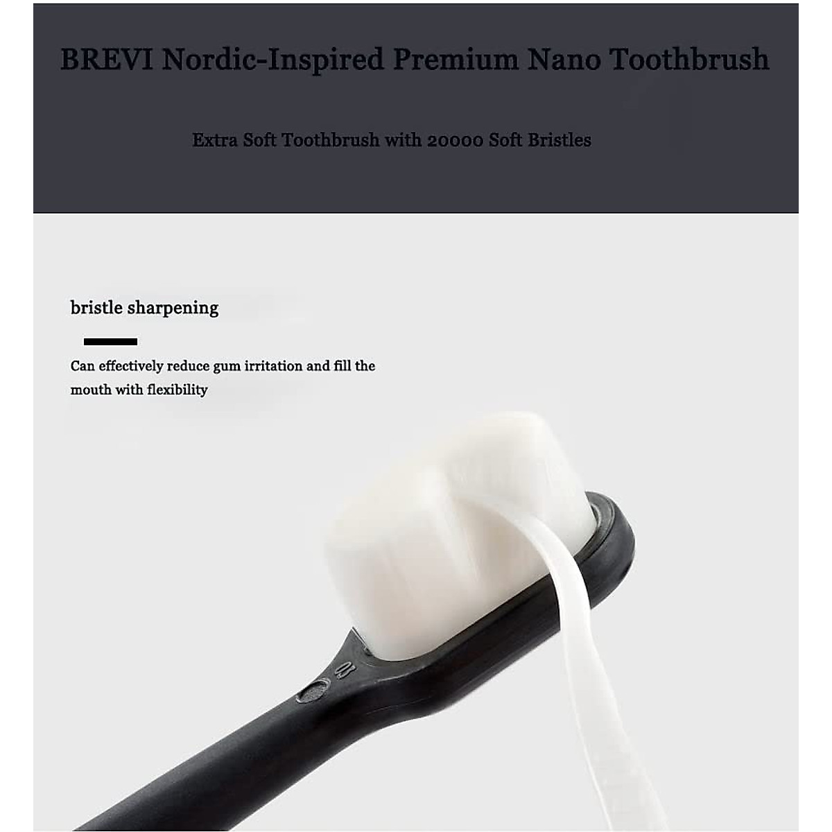lkujiop Nordic-Inspired Premium Nano Toothbrush, Adult Extra Soft Toothbrush with 20000 Soft Bristles, Micro Nano Toothbrushes for Protect Sensitive Gums and Teeth (Black+White-Flat Head)