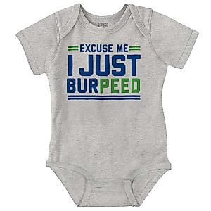 Brisco Brands Excuse Me I Just Burpeed Workout Baby Romper Boys or Girls Heather 6 Months