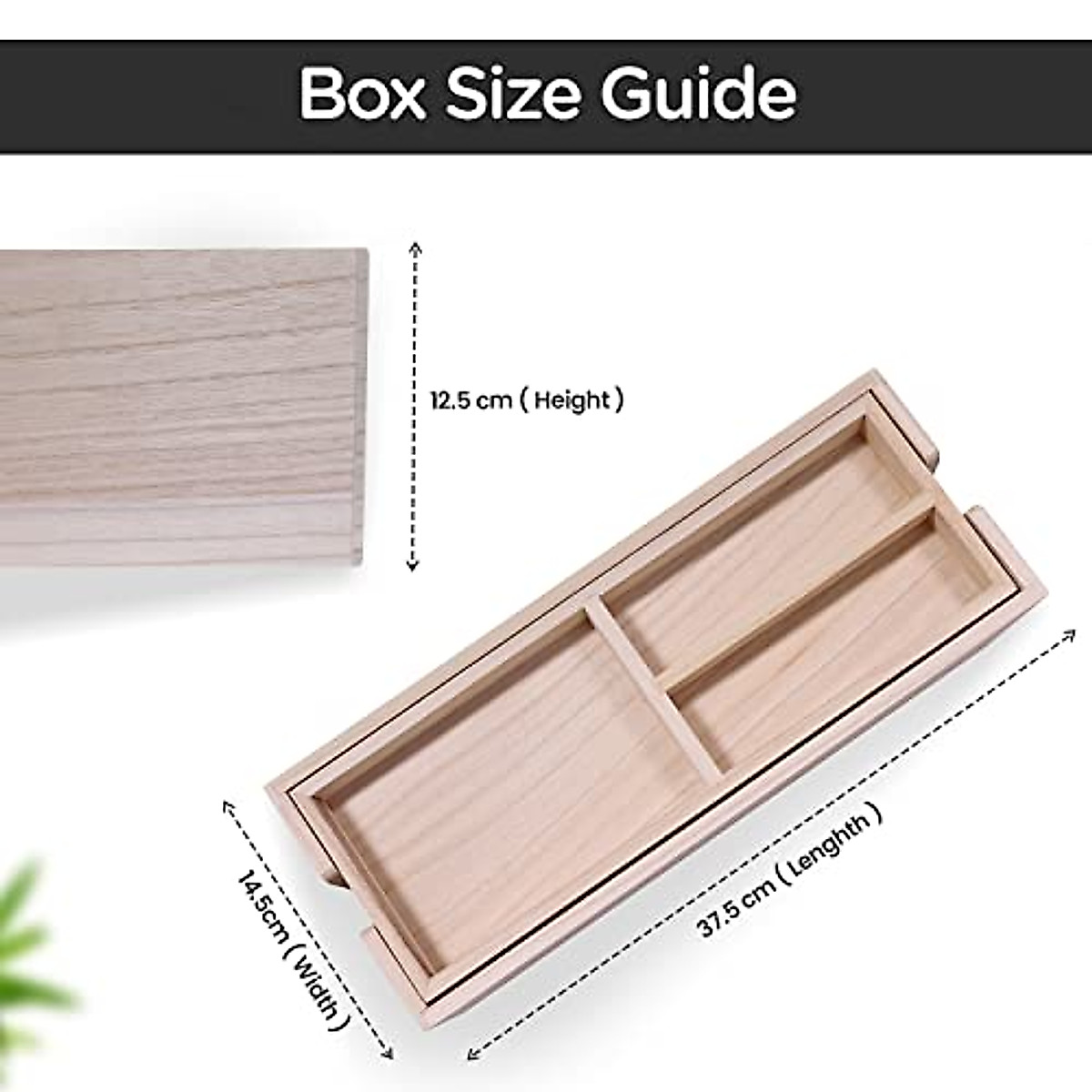 KAYYA Large Wooden Cable Management Box - Tv Extension Cord and Cable Organizer Box Hides Messy Wires |DIY Power Strip Storage| Power Strip Cover for Desk with Compartments.