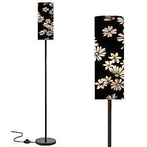 RZNTJHUINA Modern Standing Lamps Rustic Vintage Delicate Minimalist Floor Lamp Simple Botanical Metal Pole Lamp with Linen Lampshade for Bedroom Living Room Office Nursery Reading Foot Switch
