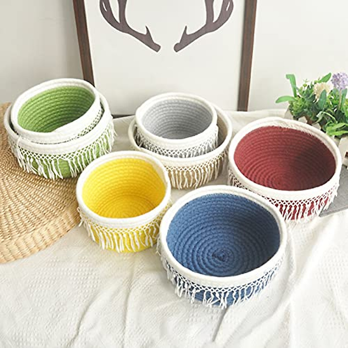 Cotton Line Makeup Storage Basket No Sharp Corners Large Capacity Small Debris Box