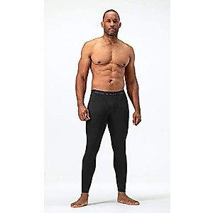 DEVOPS Men's Thermal Compression Pants, Athletic Leggings Base Layer Bottoms with Fly (X-Large, Black/Black)