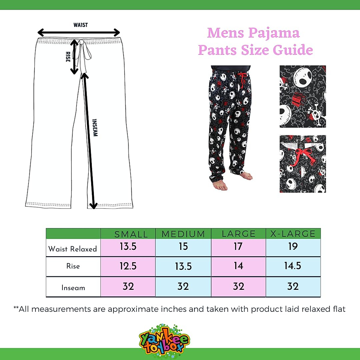 Disney Nightmare Before Christmas Jack Skellington Mens Holiday Lounge Pajama Pant (Large, Black)