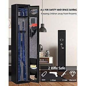 KAER 2-Gun Safes for Home Rifle and Pistols Electronic Gun Security Cabinet Quick Access Gun Rifle Gun Security Cabinet Safes Gun Cabinet for Shotguns with Built-in Removable Storage Shelf-1.73