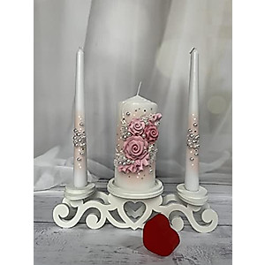 Magik Life Unity Candle Set for Wedding - Wedding Accessories for Reception and Ceremony - Candle Sets - 6 Inch Pillar and 2 10 Inch Tapers - Decorative Pillars Pudra