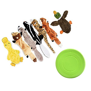 Zimpty Stuffless Squeaky Dog Toys for Small Medium Large Pets-Soft Fabric- Crinkle-Squeaky Dogs Teething Chew Toys Set with Toothbrush Dog Toys and Dental Chew Toys