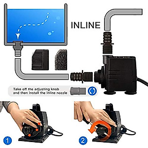 Simple Deluxe 1056GPH 276W Submersible Pump With 15' Cord, Water Pump For Fish Tank, Hydroponics, Aquaponics, Fountains, Ponds, Statuary, Aquariums & Inline