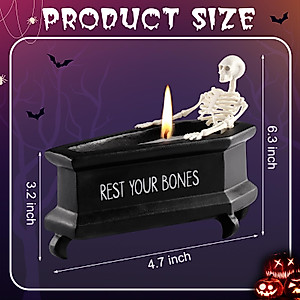 Halloween Skeleton Candles, Spooky Skull Candle, Vintage Halloween Candle, Rest Your Bones Bath Candle, Vintage Farmhouse Gothic Coffin Skeleton Scented Candle Jar for Indoor Family Holiday Parties