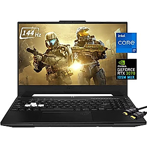 ASUS TUF Dash 15.6" 144Hz FHD IPS Gaming Laptop, NVIDIA GeForce RTX 3070 6GB, 12th Gen Intel 10-Core i7-12650H, 16GB DDR5 RAM, 512GB PCIE SSD, Backlit Keyboard, WiFi 6, DTS, Windows 11 Home, Black