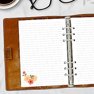 A5 Lined Flower Planner Insert Refill, Wide or College Ruled, 5.83″ x 8.27″, Fits 6-Rings Binders - Filofax, LV GM, Moterm, Choice of Quantity