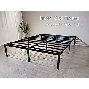 NEW JETO Metal Bed Frame-Simple and Atmospheric Metal Platform Bed Frame, Storage Space Under The Bed Heavy Duty Frame Bed, Durable King Size Bed Frame, Suitable for Bedroom, King