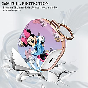 iQouda Minnie Mouse Case for Samsung Galaxy Buds 2 Pro (2022)/Galaxy Buds 2 (2021)/Buds Pro (2021)/Buds Live (2020) Case Cover for Women Girl with Carabiner Shock Absorbing Protective Case (Pink)