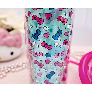 Hello Kitty Bows and Hearts Carnival Cup with Lid and Straw | Holds 20 Ounces