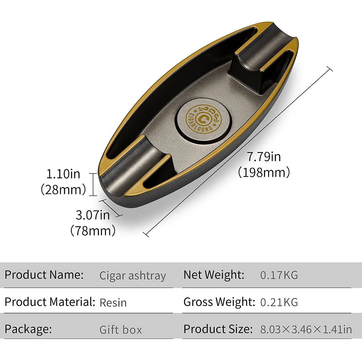 CIGARWONG Cigar Ashtray with 2 Cigar Holder Portable Travel Ashtray Unique for Outdoors Indoors