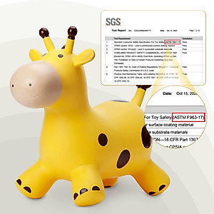 EVERICH TOY Giraffe Bouncy Horse Hopper for Toddlers, Bouncy Animals Jumping Horse, Inflatable Ride on Bouncer Hopping Toys Gifts for Boys Girls 18 Months 2 3 4 5 6 Years Old