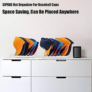 QKEWURO 2024 New Hat Stand for Baseball Caps Display and Organizer , No Install Acrylic Hat Holder for 14 Baseball Caps for Bedroom, Closet, Dresser (2PCS)