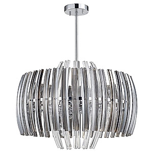 TZOE Crystal Chandelier,Modern Drum Light,17.7"(D) x45.7(H),4 Light Crystal Pendant Light,Adjustable Height,Polished Chrome,UL Listed