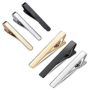 Classic Style Men's Tie Clips, Viaky Neck Ties Necktie Bar Pinch Clip with Gold Silver Black 3 Tone, Best Gifts for Your Father, Lover and Friends in Xmas, Anniversary, Wedding, Party, Meeting