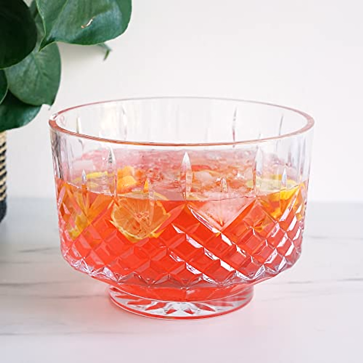 Viski Admiral Crystal Punch Bowl - Vintage Style Glass Punch Bowl for Parties - Serveware for Cocktails, Dishwasher Safe 2.5 Gallons 320oz Set of 1.