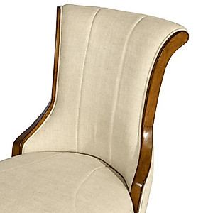 Home Office Chair Adjustable Height Swivel Chair with Wheels Linen Fabric Upholstered Computer Desk Chair with Wooden Legs Comfortable Armless Chair for Home Office Study Studio(Beige)