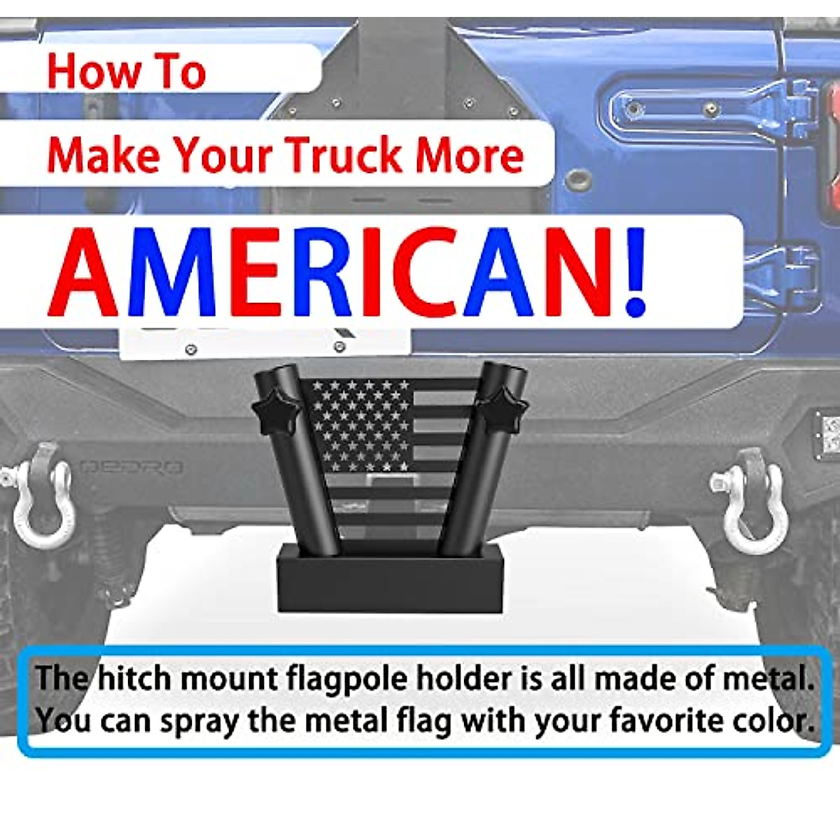 JUYEER Truck Flag Pole Mount Hitch Flag Pole Holder Heavy Duty Flag Pole Mount for Any Vehicle with Standard 2" Hitch Receiver, Hitch Flag Pole Mount for Pickup, Trucks, Trailer, SUV,Car etc