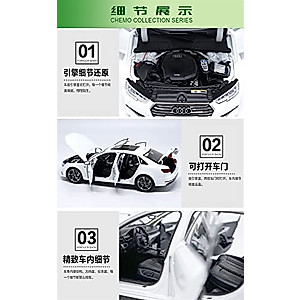 Models Vehicle Replica Car 1 18 Fit for Audi A6l Simulation Model Car Metal Diecast Minicar Scale Model Collectibles Souvenir Collectible Gift 2023 2024 (Color : Chrome)