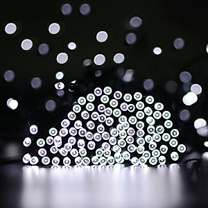 Lalapao Battery Operated 200 LED String Lights with Automatic Timer Fairy Christmas Lighting Decor for Outdoor Indoor Xmas Tree Garden Patio Lawn Outside Home Party Landscape Decorative (White)