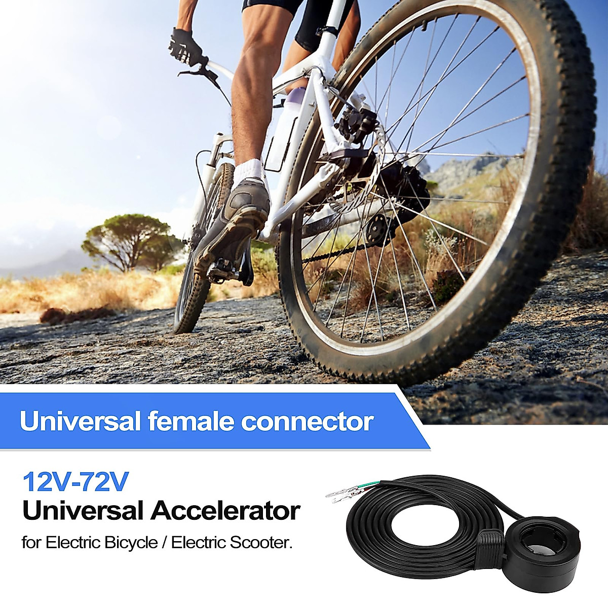 Thumb Throttle Ebike: Electric Scooter Throttle, Ebike Throttle, 7/8inch (22mm) Thumb Throttle Speed Control, 12V-72V Universal Controller for E-Bike Electric Scooters