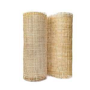 MINHKUST 16" Width Natural Square Rattan Cane Webbing Roll 8 Feet Length for Caning Projects | Pre-Woven Radio Mesh Cane Webbing Sheet for Furniture, Chair, Table, Ceiling (8 FEET)