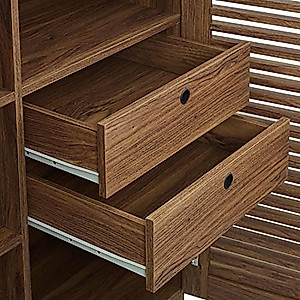 Modway Render Mid-Century Modern Bar with Wine Rack Storage Cabinet, Walnut