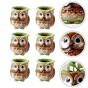 Cabilock 6 Pcs Owl Flower Pot Owl Ceramic Succulent Planter Pots Window Planter Mini Flower Planter Mini Succulent Pot Window Flower Pot Bonsai Pot Succulent Vase Indoor Ceramics Animal
