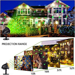 Decorative Lighting Projectors Outdoor, IP65 Waterproof Projection Lamp with Remote Control & Timer Function for Xmas Holiday Party Garden Patio Decoration
