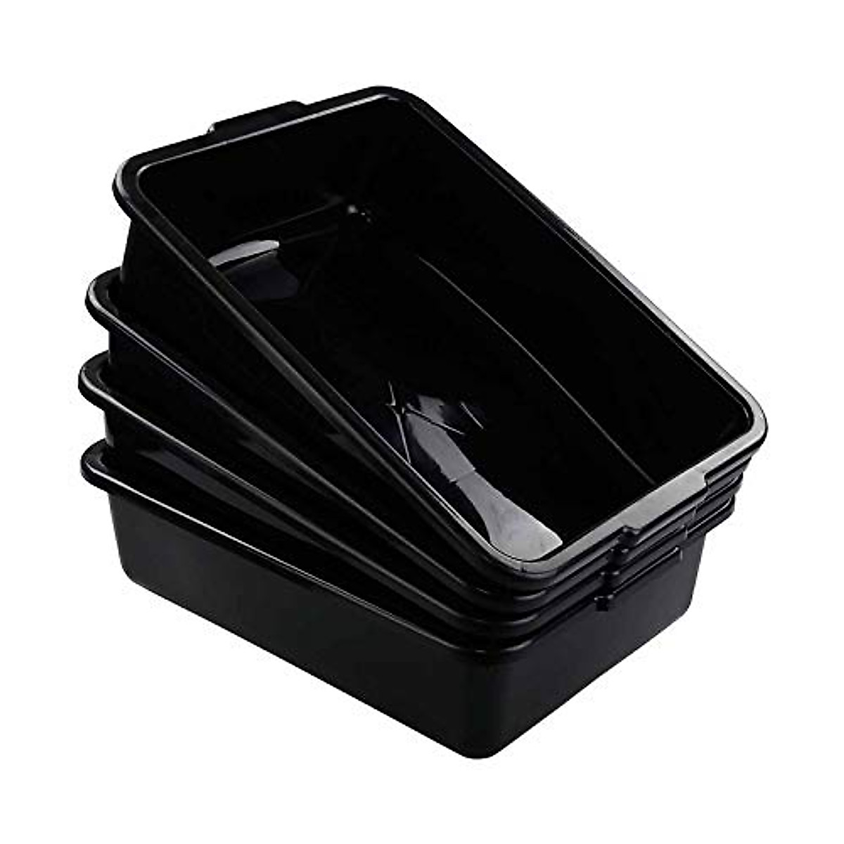 Callyne 4-Pack 8 L Black Small Plastic Kitchen Bus Tubs, Commercial Bus ...