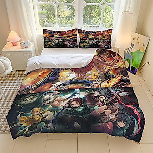 KNBNFD Anime Character Collection Duvet Cover Bedding Set,3D Cartoon Soft Comfortable Quilt Cover Twin Full Queen King Size with Pillowcase (Color 10, Full)
