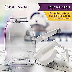 Pratico Kitchen SnapPour Water, Juice, and Beverage Pitcher, Made in Japan, 3.2 qt, 102 oz, White