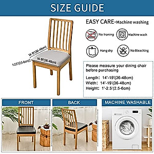 HAOYONG Chair Seat Covers Set of 4 PU Chair Covers for Dining Room Chair Covers Waterproof Chair Cushion Cover Kitchen Dining Seat Slipcovers Removable Upholstered Chair Protector Slipcover(Black)