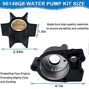 96148Q8 Water Pump Kit Impeller Kit for Mercury and Mariner Outboard and MerCruiser Alpha One Stern Drives Impeller Kit 96148A8 46-96148A8 46-96148Q8 46-96148T8 18-3217