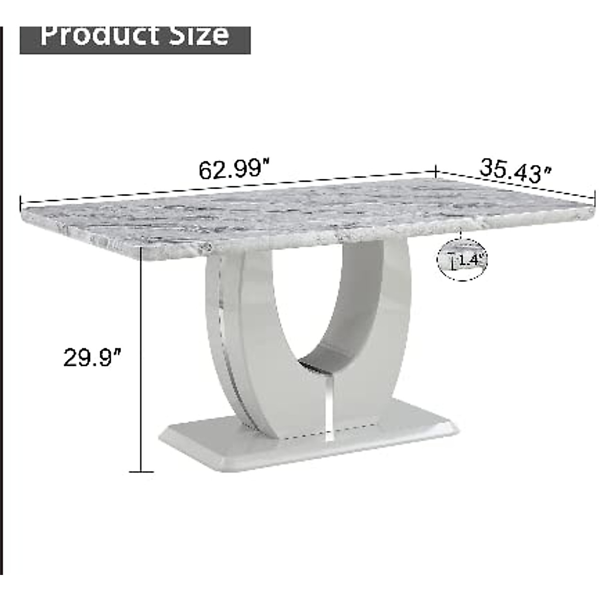 Modern Imitation Marble Dining Table for 4-8, Durable Traditional Marble Design Rectangle Kitchen Dining Table for Living Room, Dining Room,Home and Office Grey
