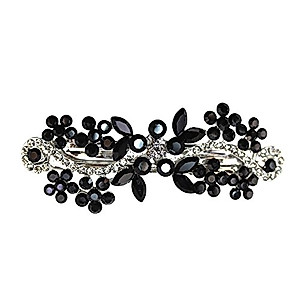 Faship Gorgeous Black Crystal Flower hair Barrette
