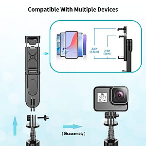 Stable Selfie Stick Tripod with Fill Light, 44 Inch Extendable Selfie Stick with Wireless Remote and Tripod Stand 360 Rotation for iPhone 13/12/11 Pro/XS Max/XS/XR/X/8/7, Samsung and Smartphone
