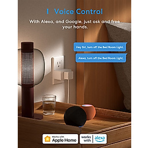 meross Smart Plug Mini Support Apple HomeKit, Siri, Alexa, App Control, Timer, 15A & Reliable WiFi Outlet, No Hub Needed, 2.4G WiFi Only, 4 Pack