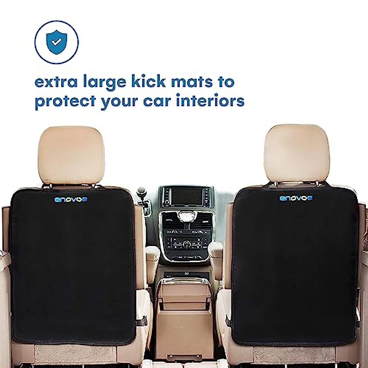 Enovoe Back Seat Protector for Kids car seat Cover - 2 Pack - Quality Car Kick Mats - Waterproof Protection for Upholstery from Dirt, Mud, Scratches - XL Car seat Back Protector Back of Driver Seat