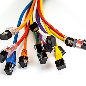 NTW Click on/Lockable RJ45 Plug Protector CAT5e/Cat6/Cat6a/Cat7/Cat8 Ethernet Head Dust Covers (25 Pack)-Black