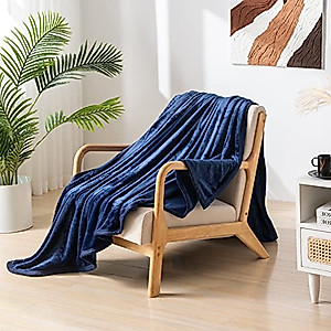 Cambividas Fleece Blanket, King Size Blanket, 330GSM, 90x108 Inches All Season Super Soft Cozy Warm Fuzzy Throw Blanket for Bed, Sofa, Travel, Camping, Navy Blue