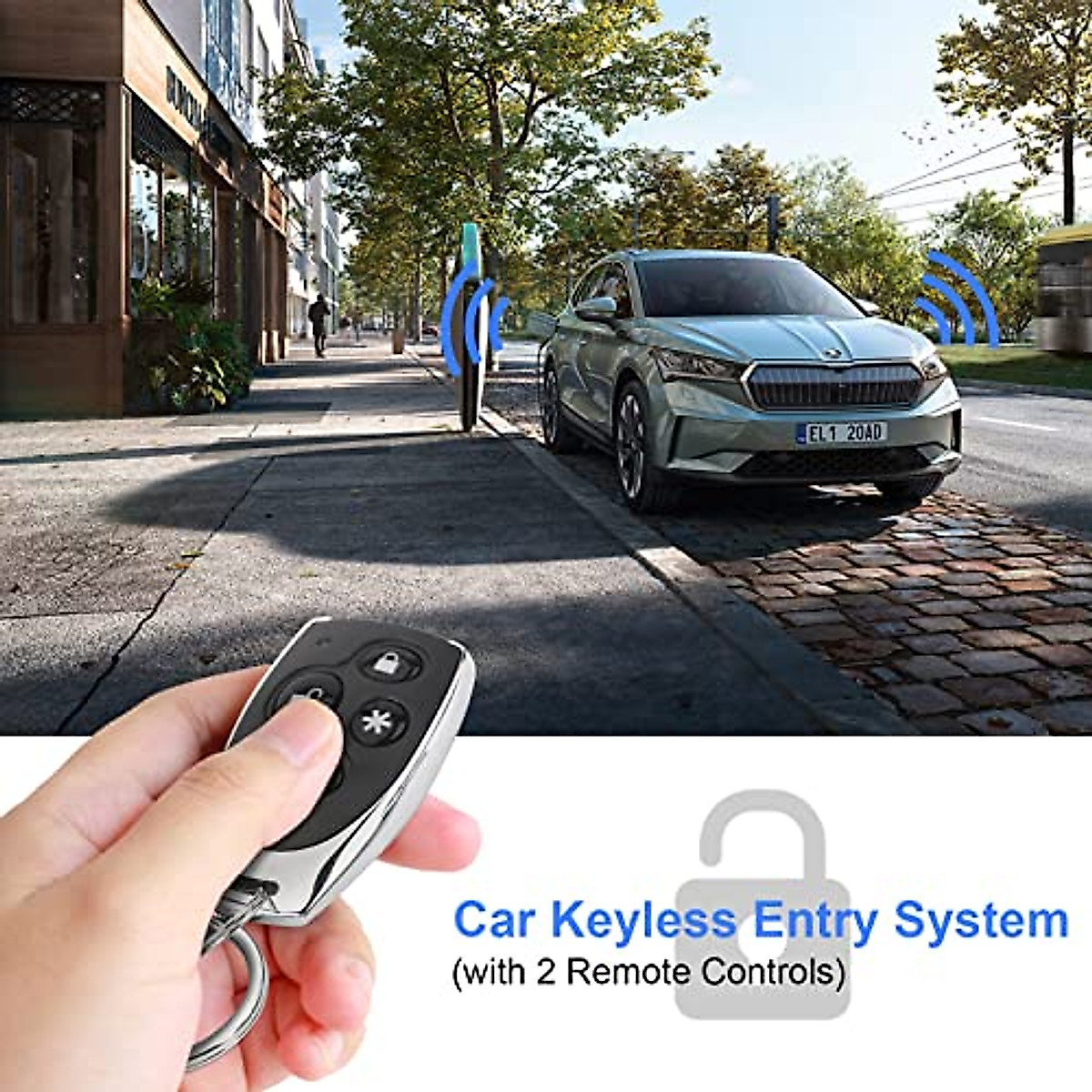 Car Alarm Security System, Universal Anti-Theft Device Car Alarm Security Protection System Car Keyless Entry System with 2 Remote Controls Car Horn Siren Alarm, DC12V ±3V