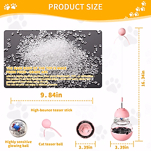 COSOWO Cat Interactive Toys Engaging Wand, Slow Food Treat Dispenser, and Tumbler Design for Indoor Cats Durable, Non-Toxic, Ideal for Exercise and Boredom Relief Gift for Kitten, Pink