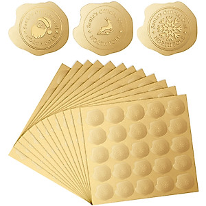 300 Pcs Christmas Wax Seal Stickers Gold Embossed North Pole Stickers Adhesive Reindeer Snowflake Official Seal Santa Stickers for Envelopes from Santa Stamp Party Favors Cards Invitations Gift