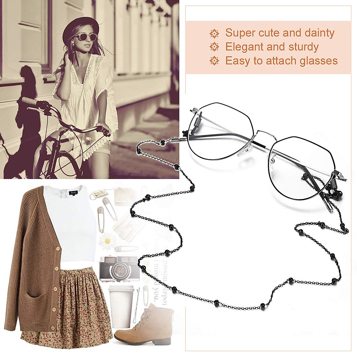 Black Chain for Glasses Women Sunglasses Chains Lanyard Chains