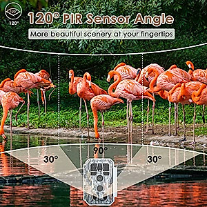 maswater Trail Camera, 24MP 1296P Game Camera with Night Vision Motion Activated IP66 Waterproof 0.1 Trigger Time 120° Wide Angle Range 90ft Sensing Distance for Outdoor Wildlife Scouting and Hunting