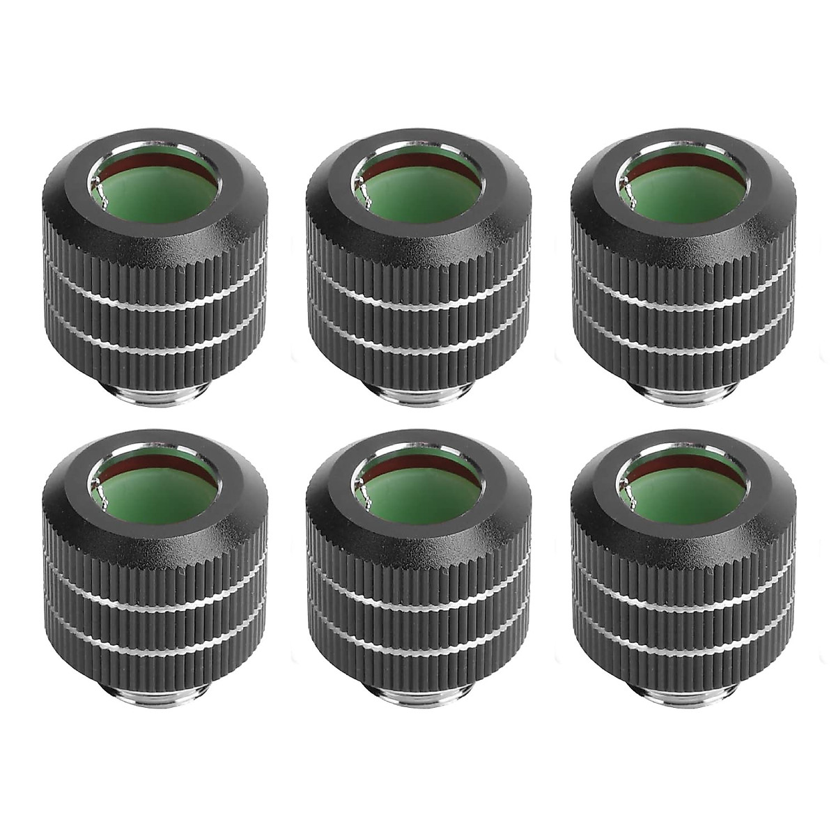 Dracaena 6 pack G1/4” thread to OD 14mm Hard tube compression fitting, anti-off adapter for Computer water cooling system, Black